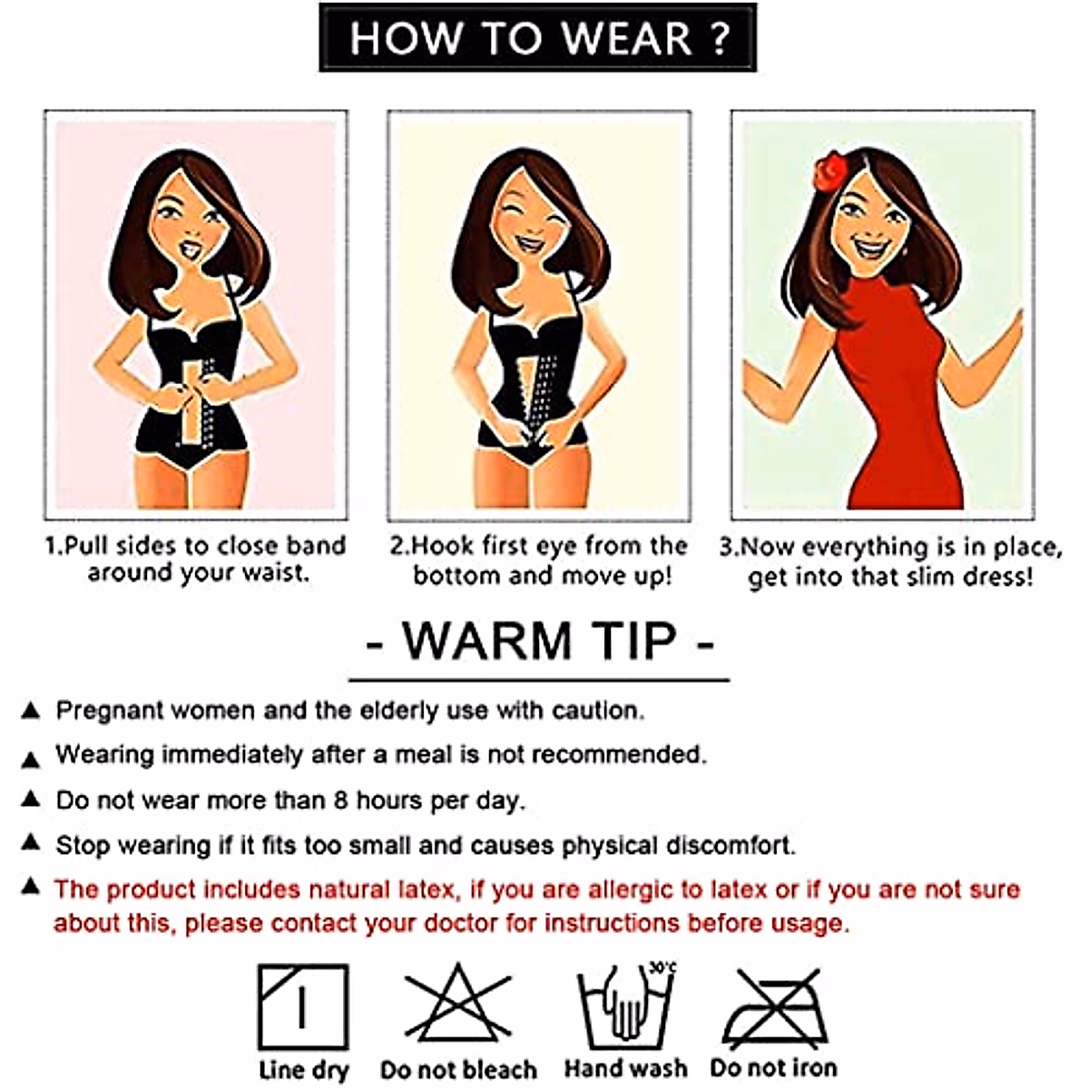 YIANNA Women Zip&Hook Latex Waist Training Corsets/Cincher Sport Girdle Underbust Hourglass Body Shaper, YA2219-Black-XL