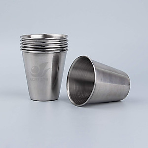 Azure Zone, 6 Pack Stainless Steel Shot Cups Metal Espresso Glass Barware Drinking Tumbler Vessel for Cocktail Beer Whiskey Water Bar Home Restaurant Tequila Liquor Party Silver 2 Ounce