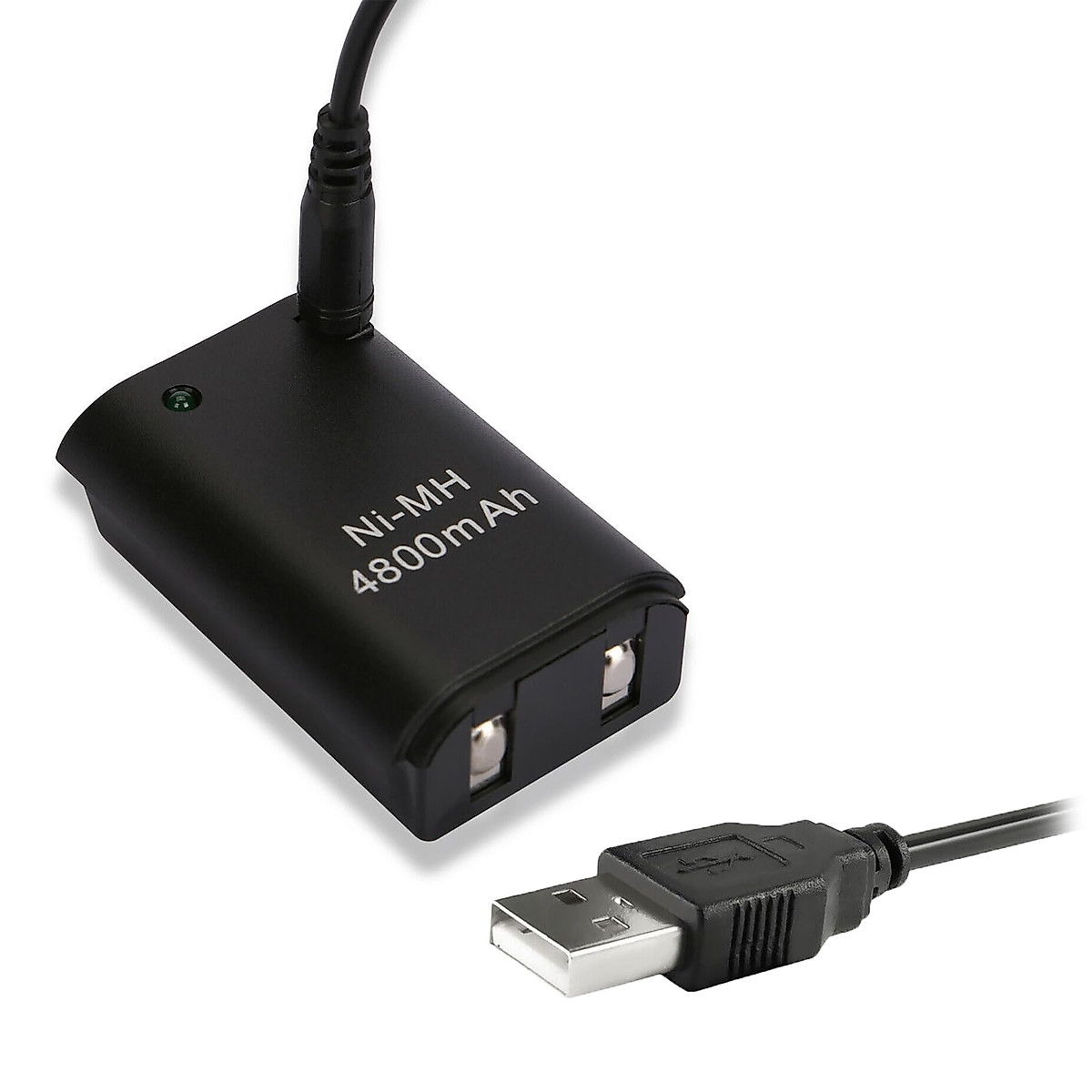 CICMOD Battery Pack for Xbox 360 Remote Controller 2pcs Ni-MH Rechargeable Batteries USB Cable Black