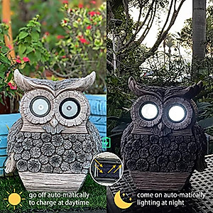Skyant Solar Garden Statues Owl Figurine with Glowing Eyes - Outdoor Garden Statues for Yard Lawn Patio Decor