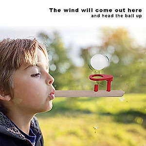 TOPINCN Floating Blow Pipe Ball Toy, Wooden Balances Blowing Toys, Educational Wooden Blowing Toys, Floating Ball Game