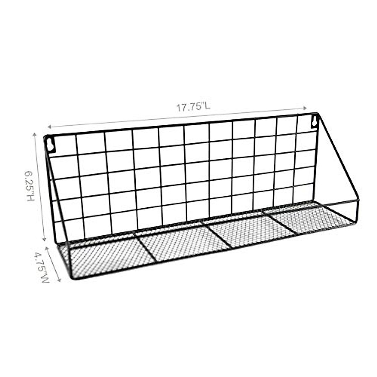 Home-X Rustic Metal Wall Floating Shelf, Large Floating Shelves for Wall, Hanging Shelf for Bedroom, Bathroom, Kitchen-17" x 5" x 6"