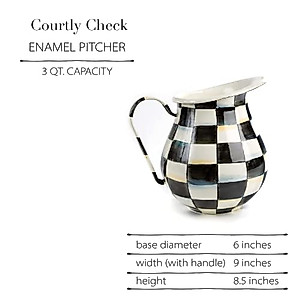 MacKenzie-Childs Courtly Check Enamel Pitcher, Kitchen Counter Decor for Water, Flowers, and More