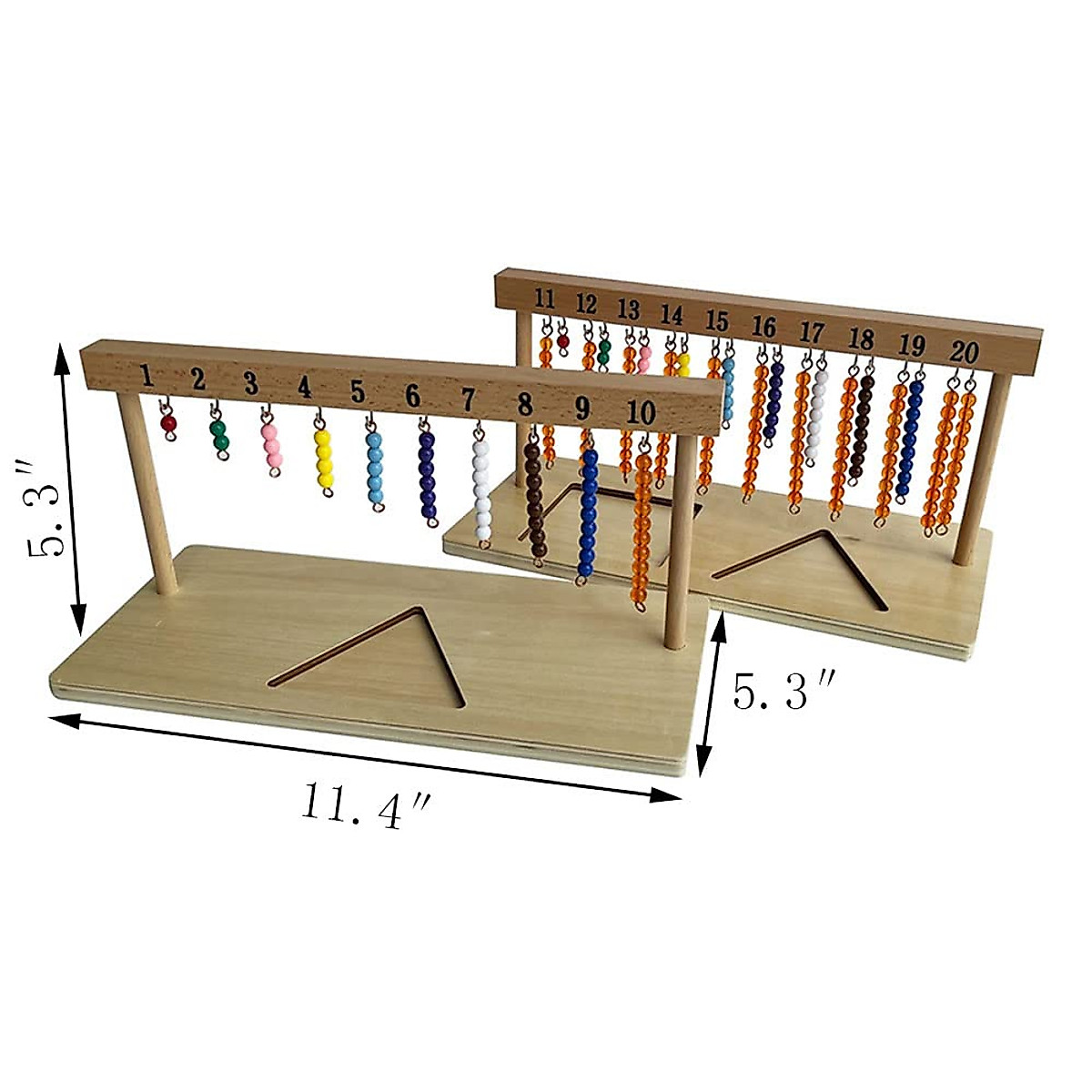 Kghios Montessori Math Toys Materials for Toddlers 1-20 Beaded Hanger Color Bead Stairs with Beads Montessori Mathematics Eductional Materials Learning Tools Preschool Toys