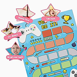 Video Game Magnetic Dry Erase Chore Chart for Kids, Video Game Task Reward Chore Behavior Chart -Magnetic Chore Chart for Kids Multiple Kids- Good Behavior Chart for Kids at Home 8 x 10 inch