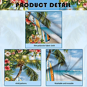 MEHOFOND 7x5ft Summer Hawaiian Beach Photography Background Tropical Luau Photo Backdrop Sky Ocean Palm Tree Surfboard Summer Holiday Sea Beach Party Supplies Aloha Birthday Photo Booth Props