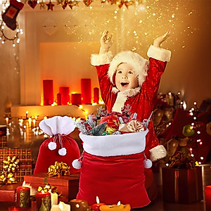 DIYDEC 2pcs Christmas Velvet Santa Bags with Drawstring Christmas Red Santa Gift Bags Large Santa Gift Sack for Xmas Present Party Supply Santa Costume Holiday Wrapping