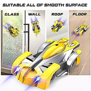 HScopter 2.4Ghz Wall Climbing Remote Control Car,RC Cars 360° Rotating Stunt Car with LED Lights Rechargeable Battery Gift Kids Toys for Boys Girls Birthday Chirstams Party Xmas