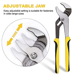 TOPLINE 4-piece Groove Joint Pliers Set with Bi-Material Handles, Tongue and Groove Pliers Set Included 12-in, 10-in, 8-in and 6-in, Perfect for Plumbing Repair and Basic Home Maintenance