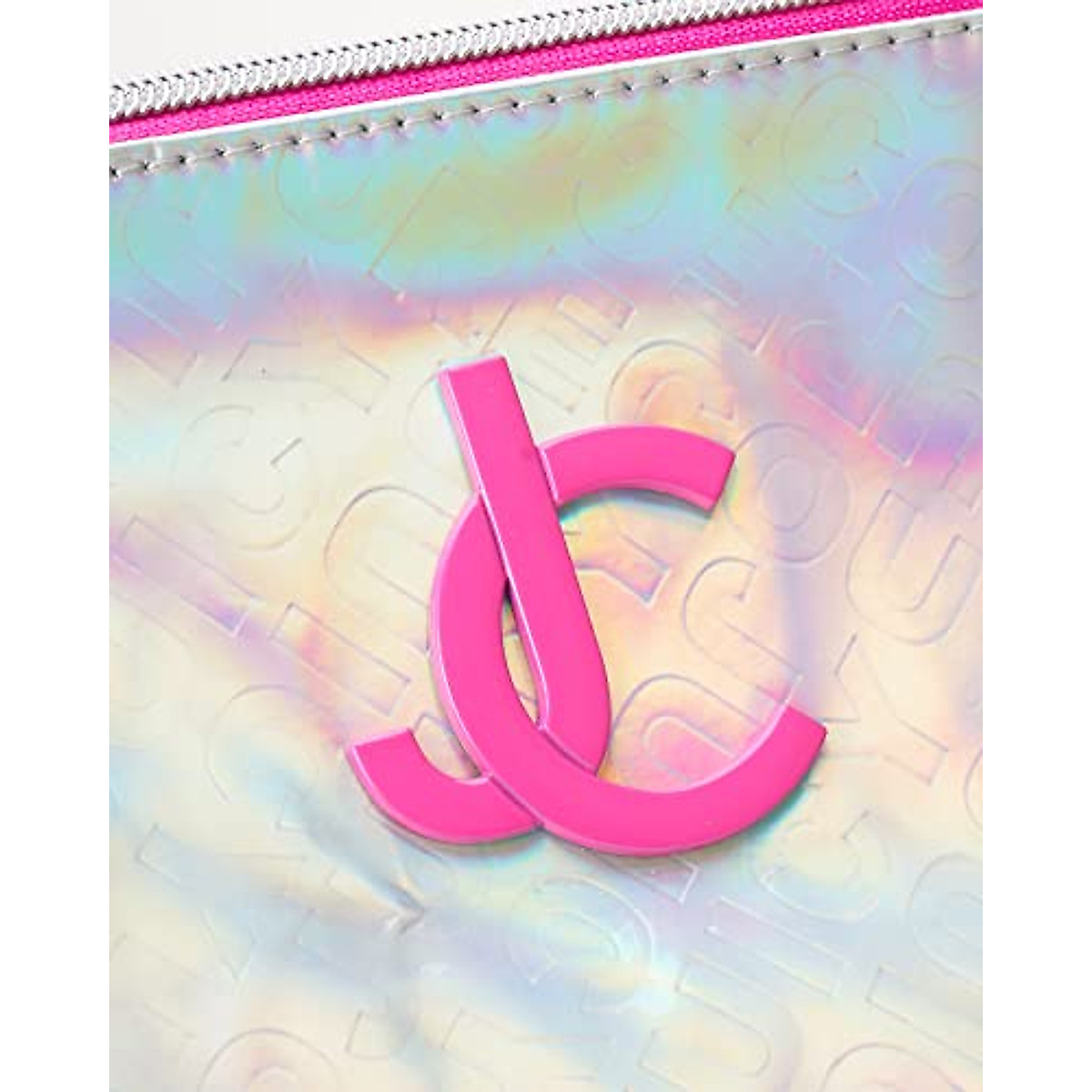 Juicy Couture Women's Cosmetics Bag - Travel Makeup and Toiletries Top Zip Wedge Pouch, Size One Size, Metallic