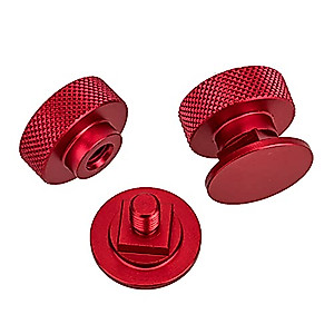 3mirrors Welding Hood Fasteners Pipeliner Welding Hood Parts Helmet Screws Headgear Replacement Parts Accessories Screws Flip Hood Aluminum - 1 Pair (Red Anodized Knurled)