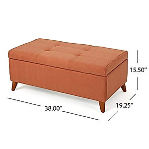 Christopher Knight Home Harper Fabric Storage Ottoman, Orange