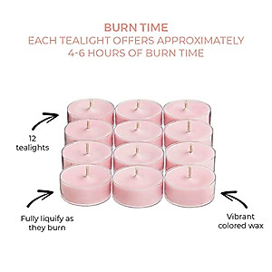 PartyLite Tealight Candles, Fragranced Colored Wax with Clear Container, 12 Pack Tea Lights, Made in The USA (Moonflower)