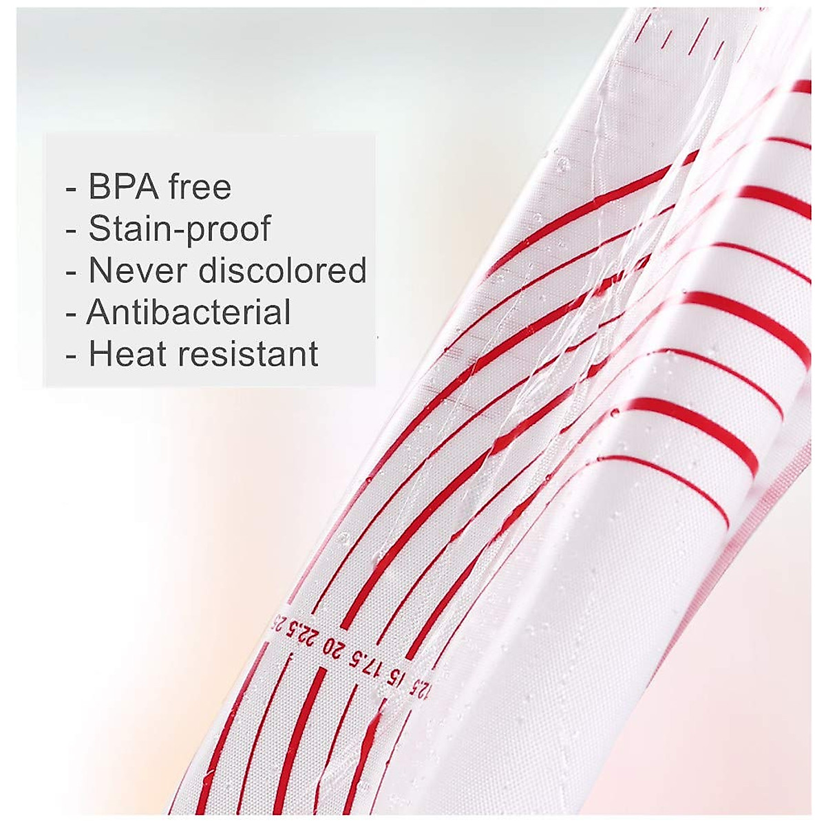 KeepingcooX Extra Large Silicone Pastry Mat Set, Baking Mat with Measurements(60×50cm), Chef Special, Non Stick, Non Slip, 3 Pastry Dough Cutter Scrapers as Gift