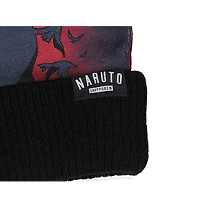 Bioworld Naruto Shippuden Itachi Akatsuki Shinobi Organization Cuffed Pom Beanie Hat Black