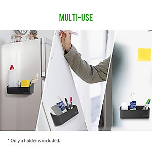 loukin Magnetic and Adhesive Marker Holder, Dry Erase Accessory Tray, Magnetic Storage Organizer for Whiteboard, Glass or Refrigerators (Black)