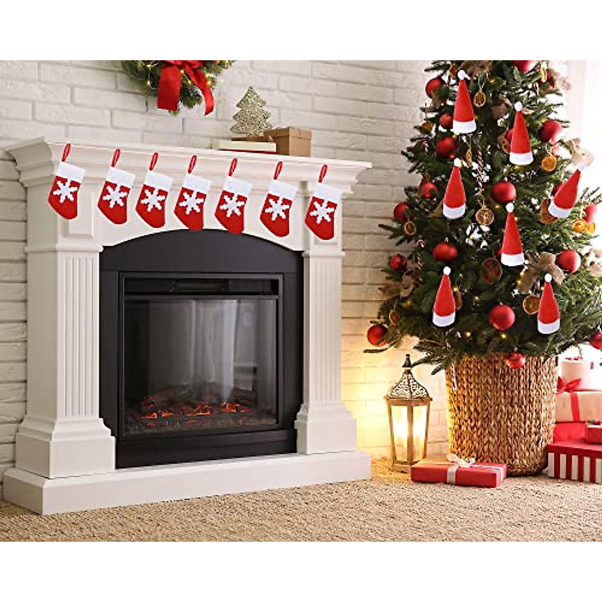 Sawysine 36Pieces Christmas Silverware Holders Christmas Stockings Dinner Table Decorations Mini Santa Hats Cutlery Holder Fork Spoon Knife Storage Bag for Dinnerware Xmas Holiday Dinner Supplies