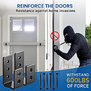 2 x 4 Door Barricade Brackets, SOCBAZZAR Heavy Duty Door Barricade Security Bar Holder U Bracket Fits 2 x 4 Lumber for Door Brace, Door Jammer, Tool Hanger - Carbon Steel, Black (2 Pack)