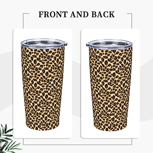 Yaxongx 20oz Tumbler Classic Leopard Skin Double Wall Vacuum Insulated Coffee Mug with Lid and Metal Straw Brush Reusable Stainless Steel Water Bottle Travel Cup Gifts for Car Ice Drinks Hot Beverage