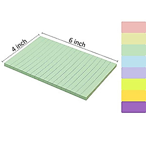 (8 Pack) Lined Sticky Notes 4X6 in, Pastel Ruled Post Stickies Colorful, Super Sticking Power Memo Post Stickies Big Square Sticky Notes for Office, Home, School, Meeting, 40 Sheets/pad