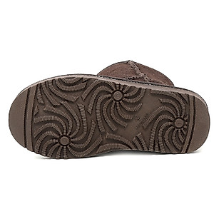 DREAM PAIRS Girls Boys Boots Kids Faux Fur Lined Winter Mid Calf Snow Boots Shorty-K Brown Size 2 Little Kid