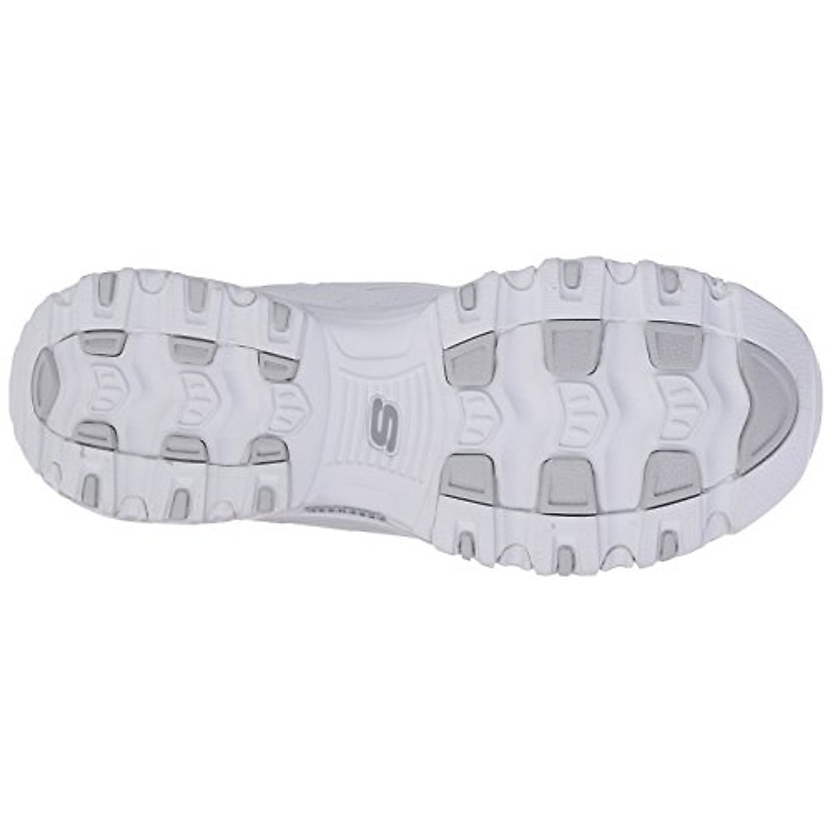 Skechers Women's D'Lites Memory Foam Lace-up Sneaker,White Silver,7 M US