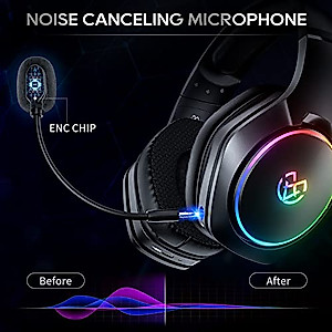 Tatybo 5.8GHz Wireless Gaming Headset with Detachable Mic for PC PS4 PS5 Mac Switch, Bluetooth 5.2 Gaming Headphones, 7.1 Surround Sound