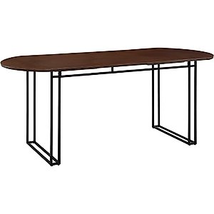 Pemberly Row Farmhouse 72" Oval Drop Leaf Dining Table in Walnut