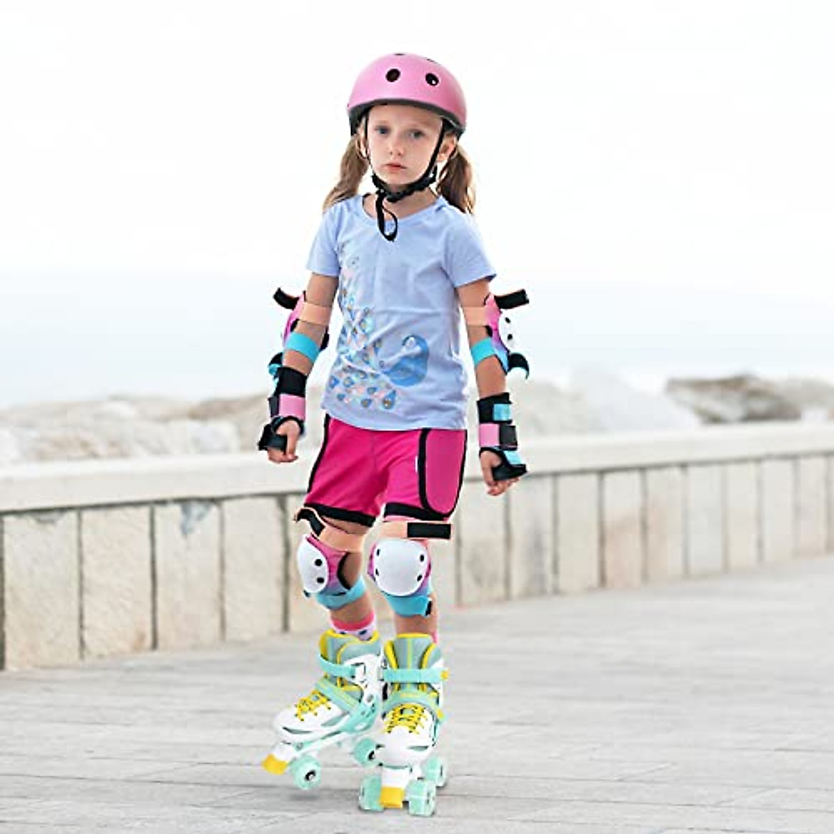 Nattork Boys Roller Skates for Kids, 3 Sizes Adjustable Toddler Roller Skates with All Light up 8 Wheels of Boy's Skates Shine, Safe and Fun for Indoor Outdoor Sports