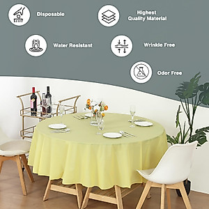 Evershine 12-Pack Heavy Duty Yellow Round 84" Plastic Table Covers Tablecloth (Reusable) (Round 84", Yellow)