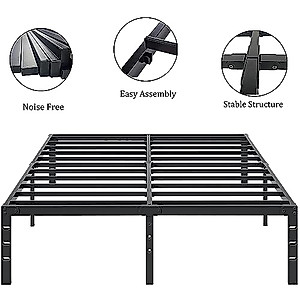 Tooyyer Metal California King Bed Frame 14" High 3000 lbs Heavy Duty Metal Bed Platform Solid Sturdy Steel Slat No Box Spring Needed Non-Slip Support and Noise Free Black-Cal King