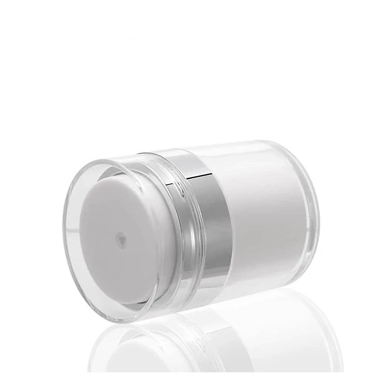 Furnido 2 Pack 1.7 oz Refillable Airless Pump Jars With Lid, Empty Acrylic Makeup Cosmetic Containers for Thick Moisturizer, Travel Lotion, Skincare, Cream,White