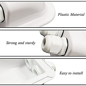 LITEMATIRA Solar Double Cable Entry Gland Box for RV, Boat, Caravan Roof Wire Connector Junction Holder Accessories(White)