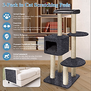 Yoanxong Cat Scratching Mat, 3 Pack 39.9" X 11.8" Trimmable Self-Adhesive Cat Scratching Mat, Sofa Furniture Wall Cat Scratching Board Cat Scratching Mat, Multifunctional Protective Pad for Furniture