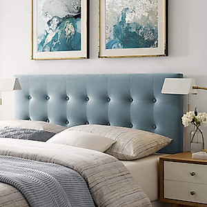 Modway Emily Queen Biscuit Tufted Performance Velvet Headboard, Light Blue