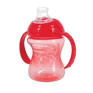 Nuby 2-Pack Two-Handle No-Spill Super Spout Grip N' Sip Cup, 8 Ounce, Colors May Vary
