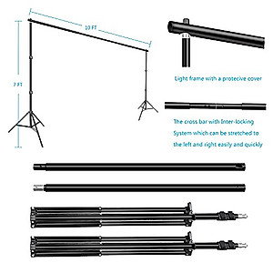 HYJ-INC Photography Umbrella Continuous Lighting Kit,Muslin Backdrop Kit(White Black), Backdrop Clips Clamp,10ft Photo Background Photography Stand System for Photo Video Studio Shooting