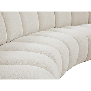 Meridian Furniture 643Cream-4PC Infinity Collection Modern | Contemporary Upholstered 4pc Modular Sectional with Luxurious Deep Channel Tufting, Cream, 148" W x 59" D x 32.5" H
