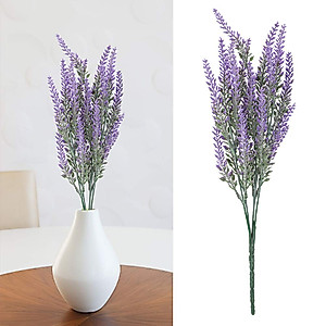 Tyenaza Artificial Lavender Flowers Plants, Faux Shrubs Plastic Plants for Home Garden Party Decor(Purple)