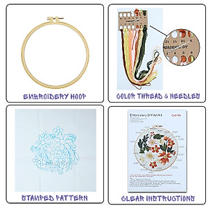 Expression Tees Embroidery Kit for Beginners & Adults - Easy Hand Embroidery Set with Cross Stitch Kits, Beginner Friendly DIY Craft, All-Inclusive Starter Kit Floral Bouquet Designs (#8 Bouquet)