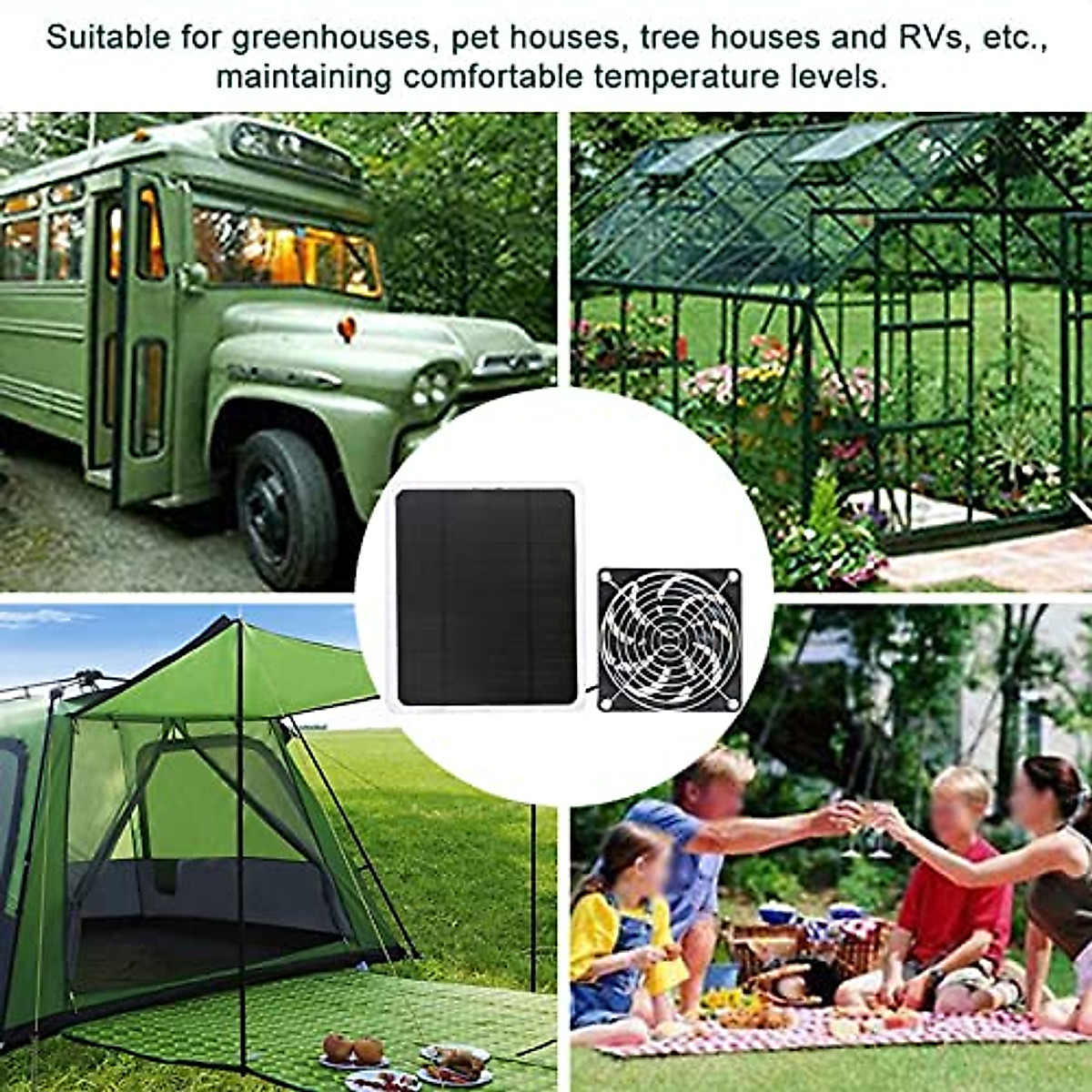 Aocoray Solar Panel Fan for Chicken Coop 10W Waterproof Mini Solar Powered Fan Exhaust Ventilator with 2 Metal Protection Net 9.9Ft/3m Cable for Pet Dog Houses, Greenhouses, Sheds, RV Roof