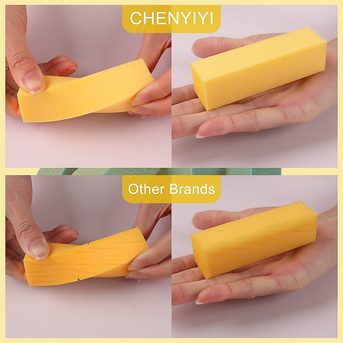 CHENYIYI 10 Packs Nail Buffer Block, Medium 150 Grit Nail Buffer for Natural and Acrylic Nails, 4 Sided Sanding Buffing Block for Gel Polish Nails, Professional Pedicure Manicure Buffer Kits (Yellow)