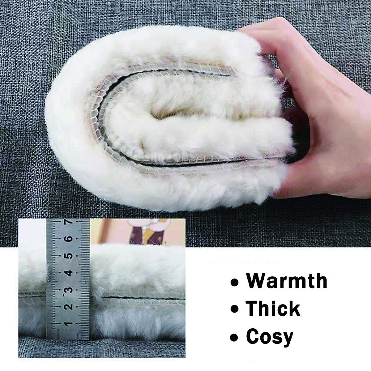 Bacophy 2 Pairs Genuine Thick Sheepskin Fleece Insoles for Women, Premium Warm Fluffy Wool Replacement Cozy Breathable Inner Soles for Shoes Boots Slippers Women Size 9