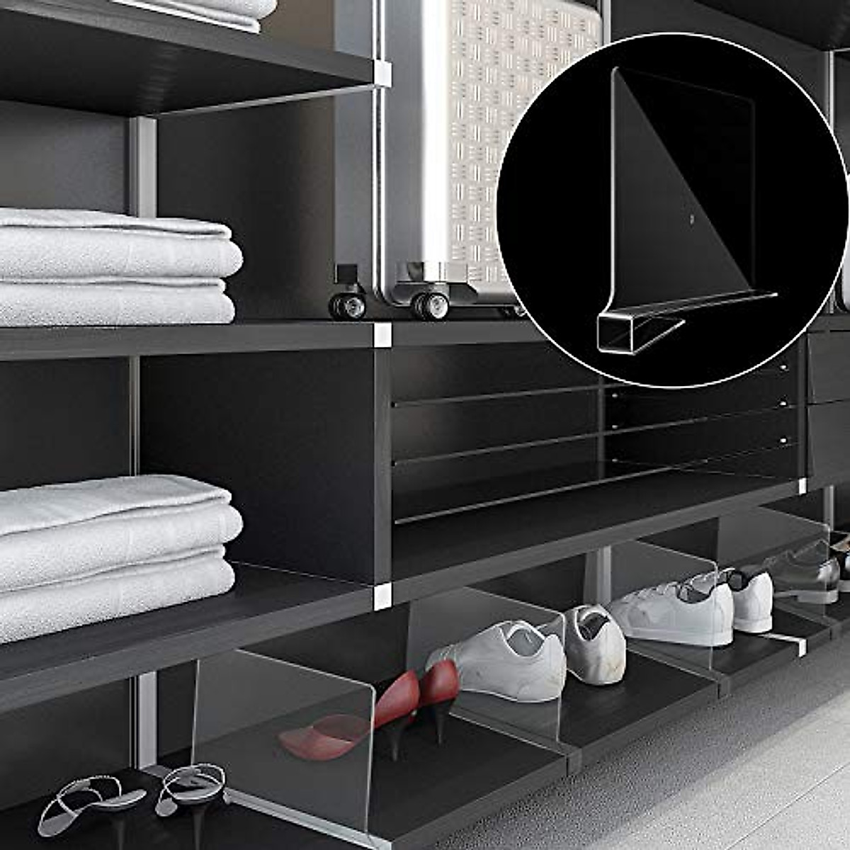 Boao Acrylic Shelf Dividers for Closet Wood Shelf Organizer Multi-Functional Wood Closet Separator for Storage and Organization in Bedroom No Installation Tools Required (Clear)