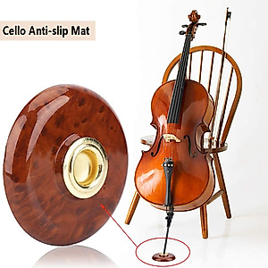 Cello Floor Holder,Support Violoncelle,Antideslizante Cello Endpin Stopper Holder Cello Endpin Anchor Soporte Cello Hole Plastic + Metal Holder Floor Protector Violoncello Instrument(Brown)
