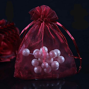 Jwsqmc 4x6 Inch Organza Gift Bags with Drawstring for Jewelry,Candy,Chocolate,100 Pc Wine Sachet,Sheer Fabric Mesh Silk Pouches for Baby Shower,Birthday,Party Favors,Wedding,Bridal Shower,Fathers Day