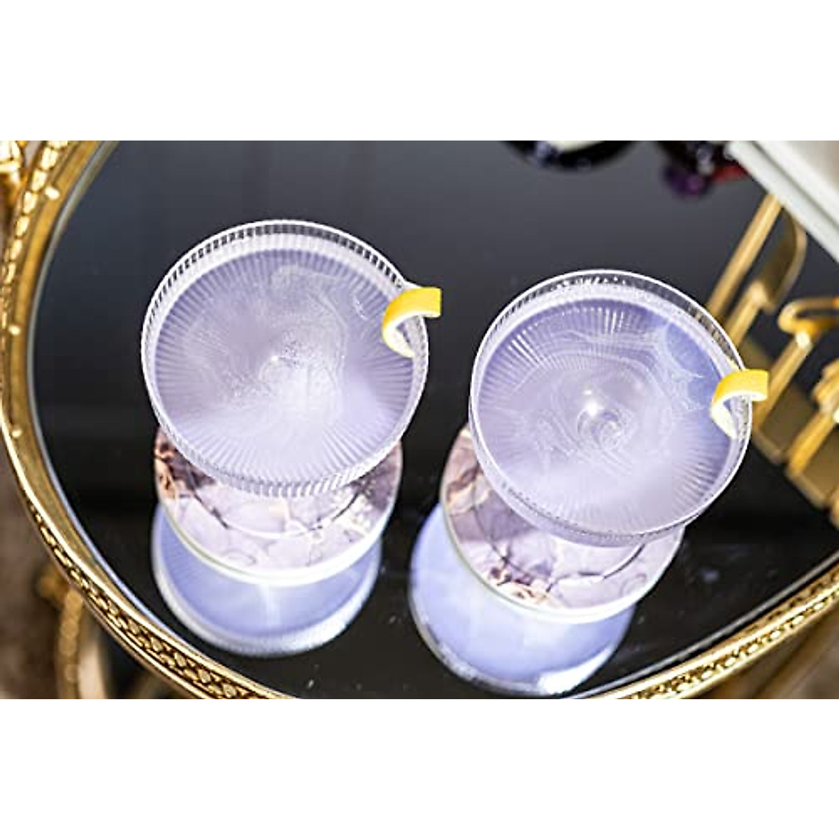 Vintage Art Deco Coupe Glasses | Set of 4 | 7 oz Classic Cocktail Glassware for Champagne, Martini, Manhattan, Cosmopolitan, Sidecar, Daiquiri | Crystal Speakeasy Style Saucer Goblets with Stems