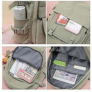 KOVPIFB Kawaii Backpack Aesthetic School Bags for Teen Girls Bookbag with Cute Plush Pendants Large Capacity Laptop Bag Blue