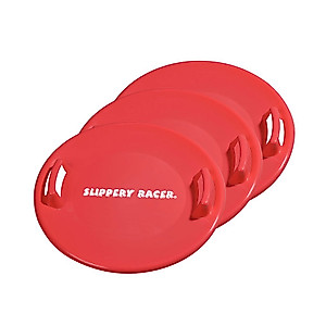 Slippery Racer Downhill Pro 26 Inch Diameter Cold Resistant Saucer Disc Outdoor Winter Kids Toy Snow Sled, Red (3 Pack)