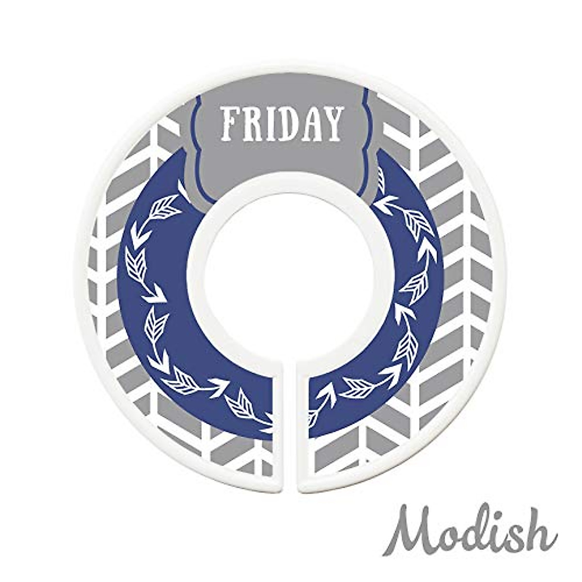 Modish Labels, Weekly Clothes Organizer, Days of The Week Closet Organizer System, Daily Closet Organizer, Closet Dividers, School Clothes Dividers (Navy Arrows)